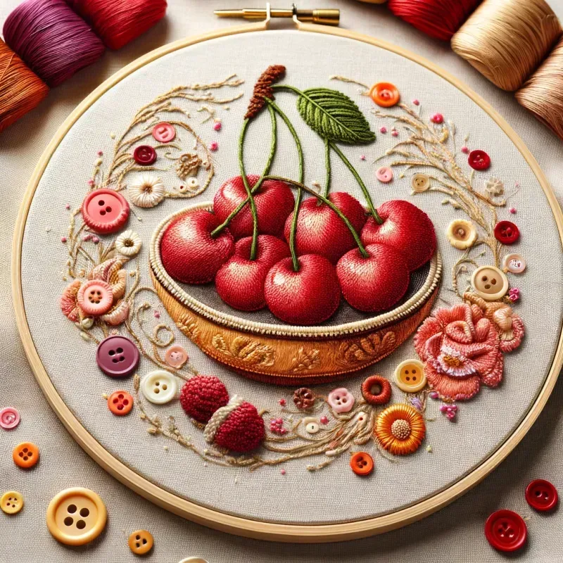 Bright Button Embroidery Designs DALL·E Prompt | PromptBase