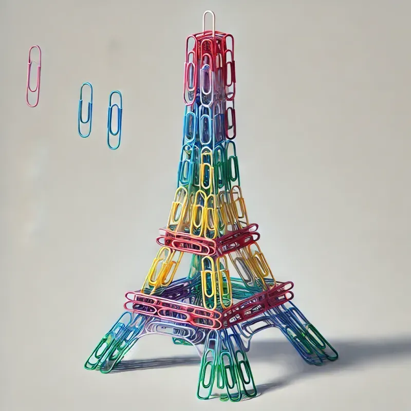 Unusual Art Objects Made Of Paper Clips DALL·E Prompt | PromptBase