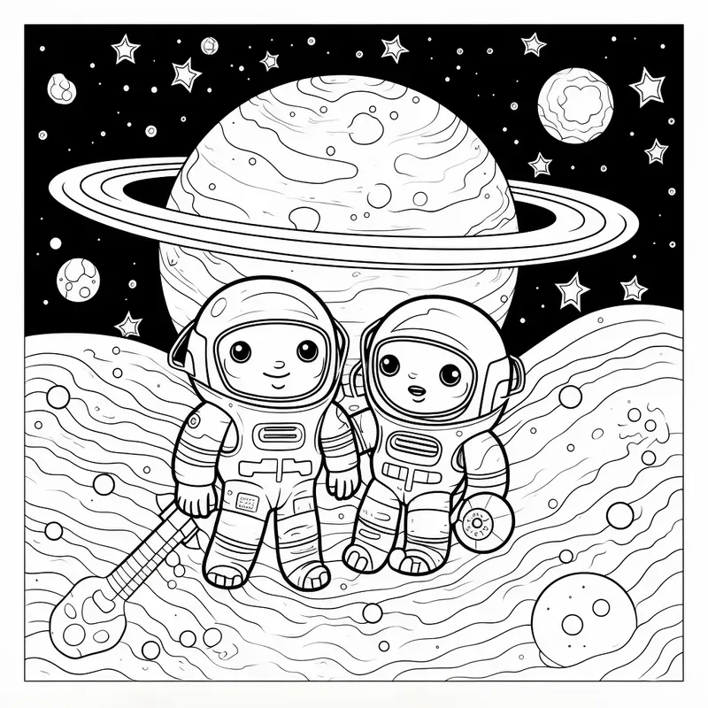 Cute Outer Space Coloring Pages Midjourney Prompt | PromptBase
