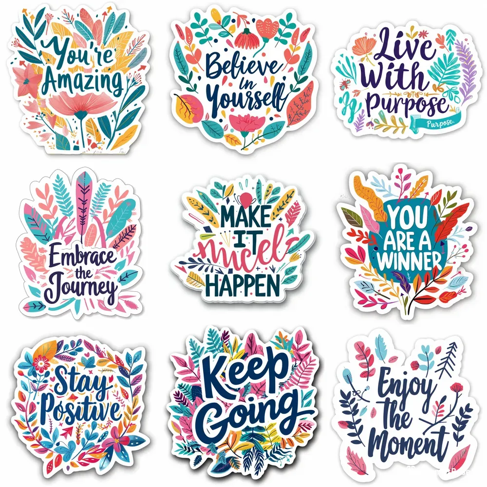 Motivational Quote Stickers Midjourney Prompt | PromptBase