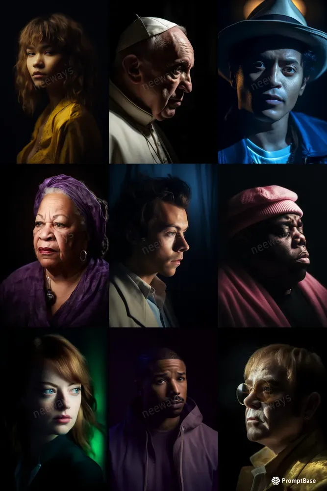 Celebrity Introspective Portraits Midjourney Prompt | PromptBase