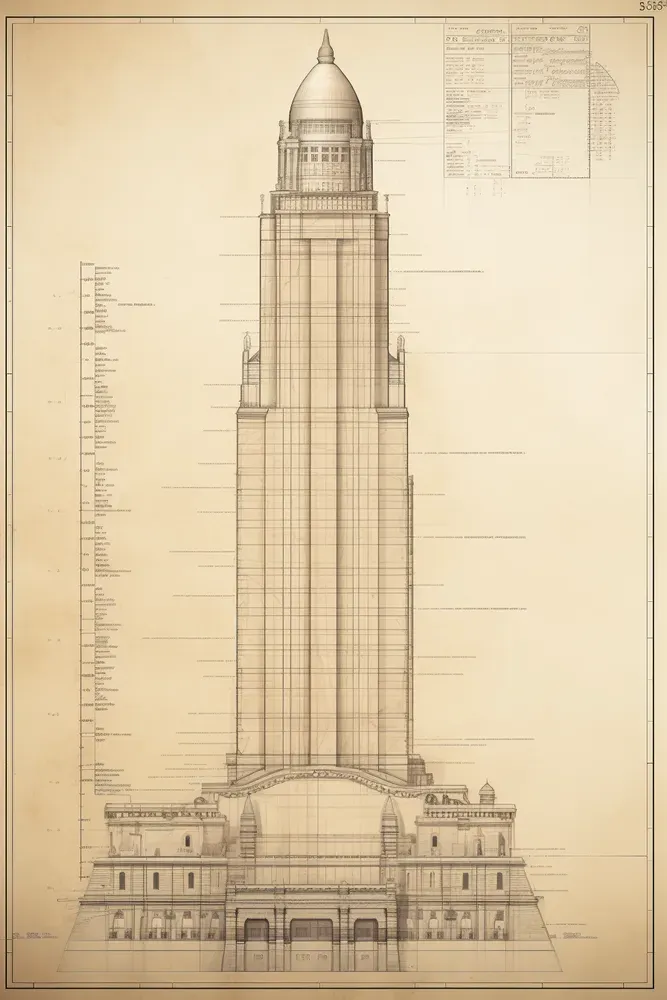 Architectural Plans Of Monuments Midjourney Prompt | PromptBase