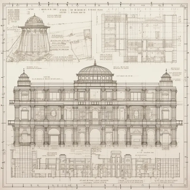 Architectural Plans Of Monuments Midjourney Prompt | PromptBase