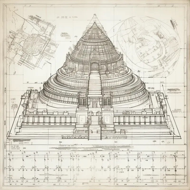 Architectural Plans Of Monuments Midjourney Prompt | PromptBase