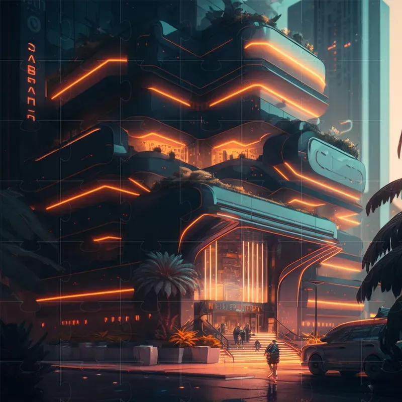 Luxury Cyberpunk-style Hotels Midjourney Prompt | PromptBase