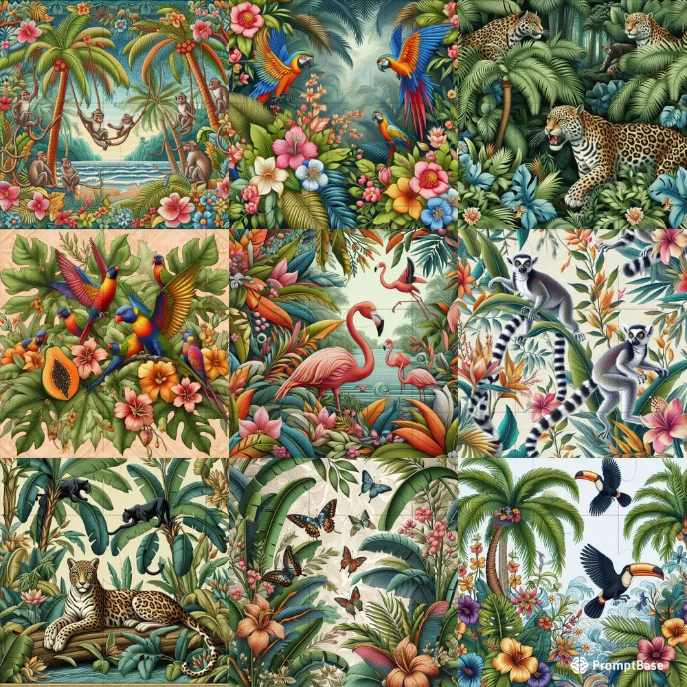 Tropical Paradise Fabric Patterns DALL·E Prompt | PromptBase