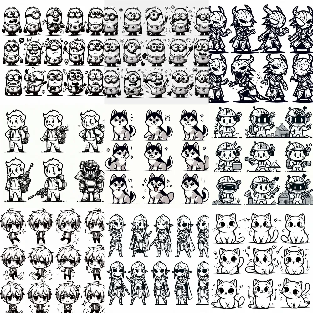 Character Icons Illustration Art DALL·E Prompt | PromptBase