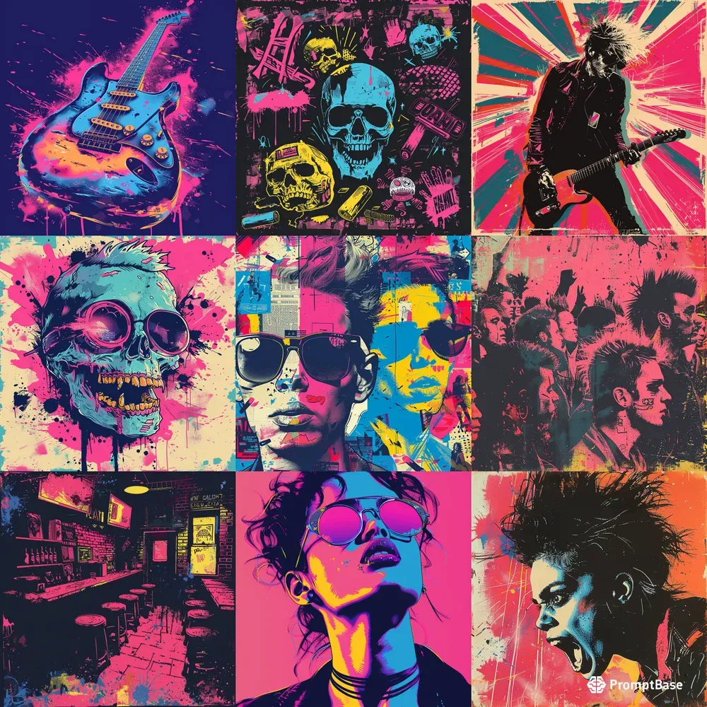 Vintage Punk Rock Illustrations Midjourney Prompt | PromptBase