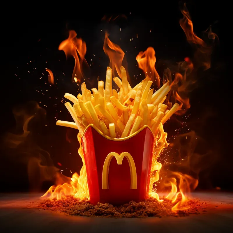 Photorealistic Flaming Foods Midjourney Prompt | PromptBase