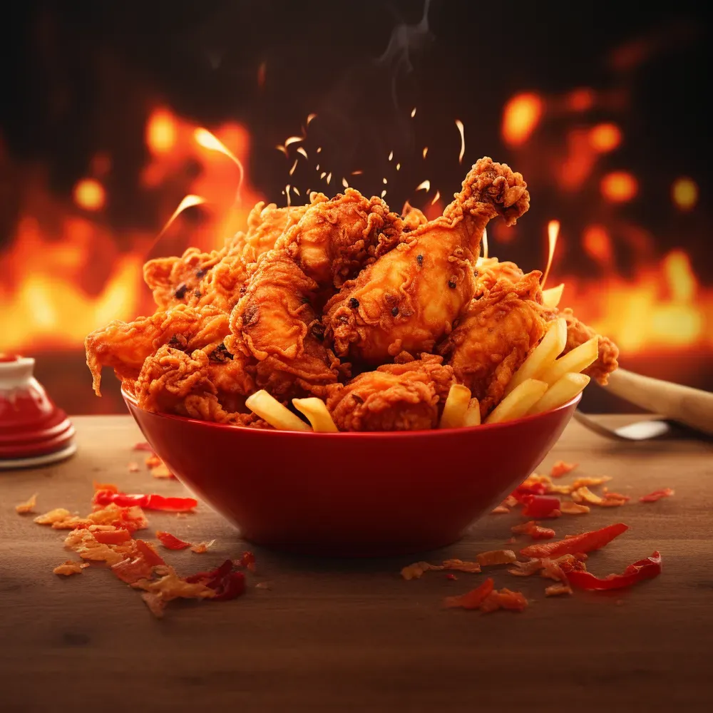 Photorealistic Flaming Foods Midjourney Prompt | PromptBase