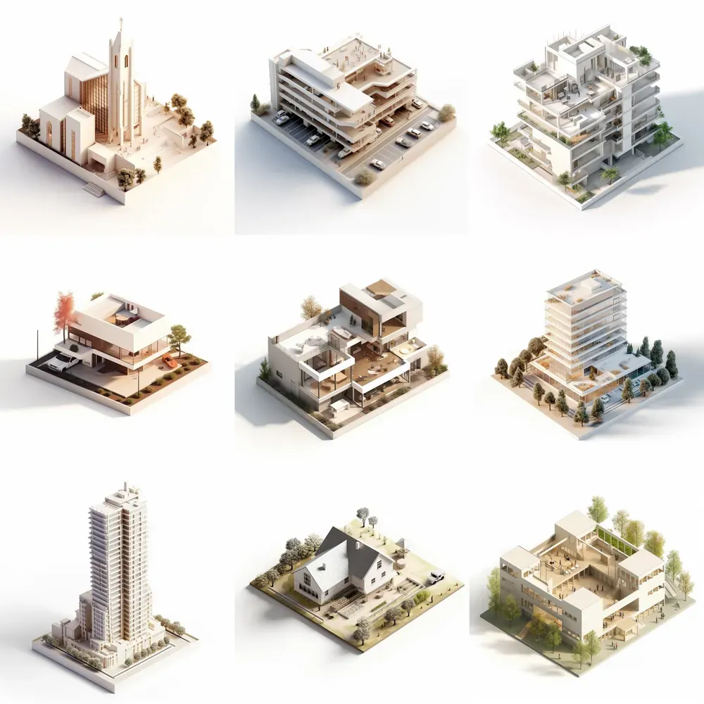 Isometric Building Models Midjourney Prompt | PromptBase