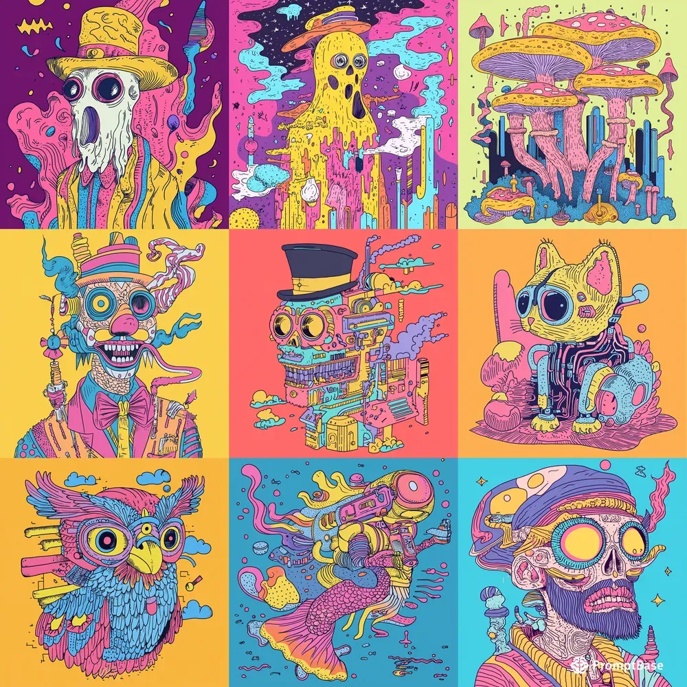 Psychedelic Comic Art Creations Midjourney Prompt | PromptBase
