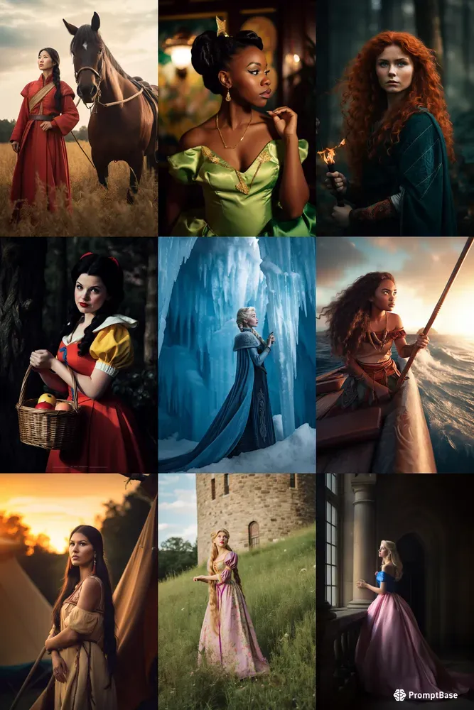Real Disney Princesses Midjourney Prompt | PromptBase