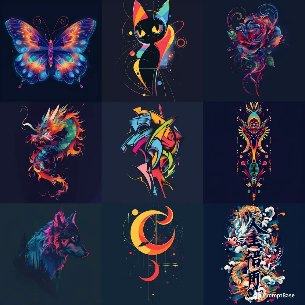 Vibrant Colored Tattoos Midjourney Prompt | PromptBase