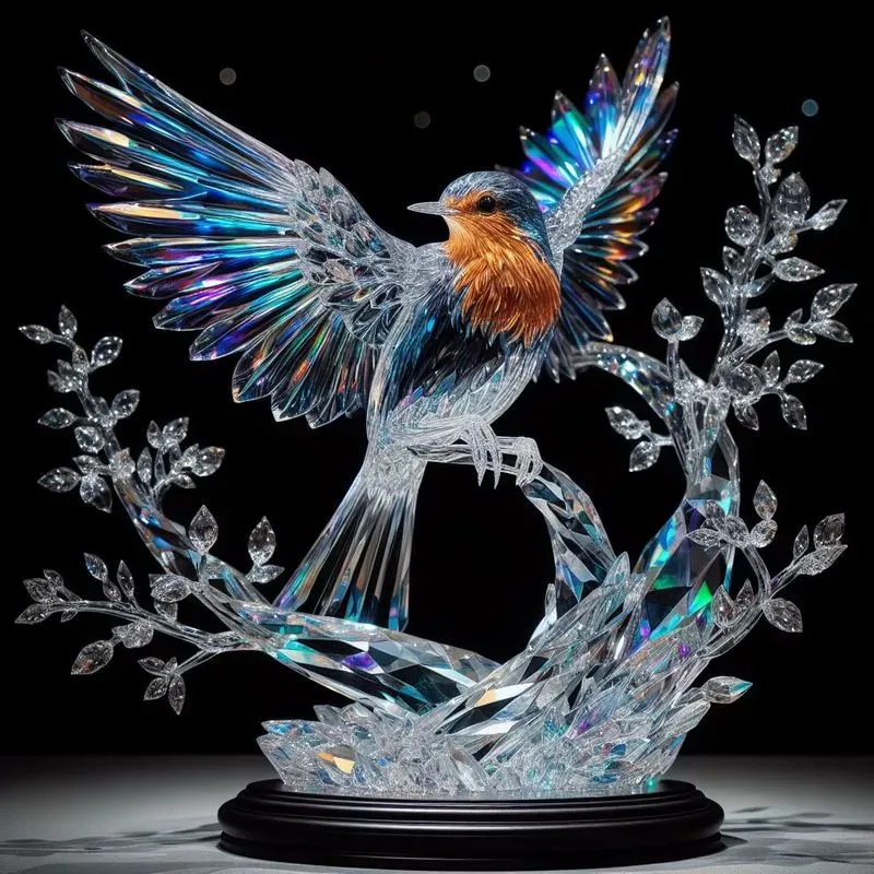Crystal Robin Sculpture Spring Symphonies DALL·E Prompt | PromptBase