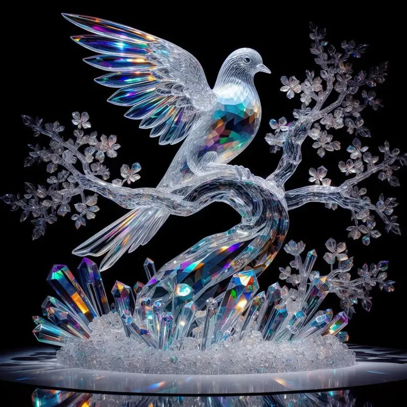 Crystal Robin Sculpture Spring Symphonies DALL·E Prompt | PromptBase