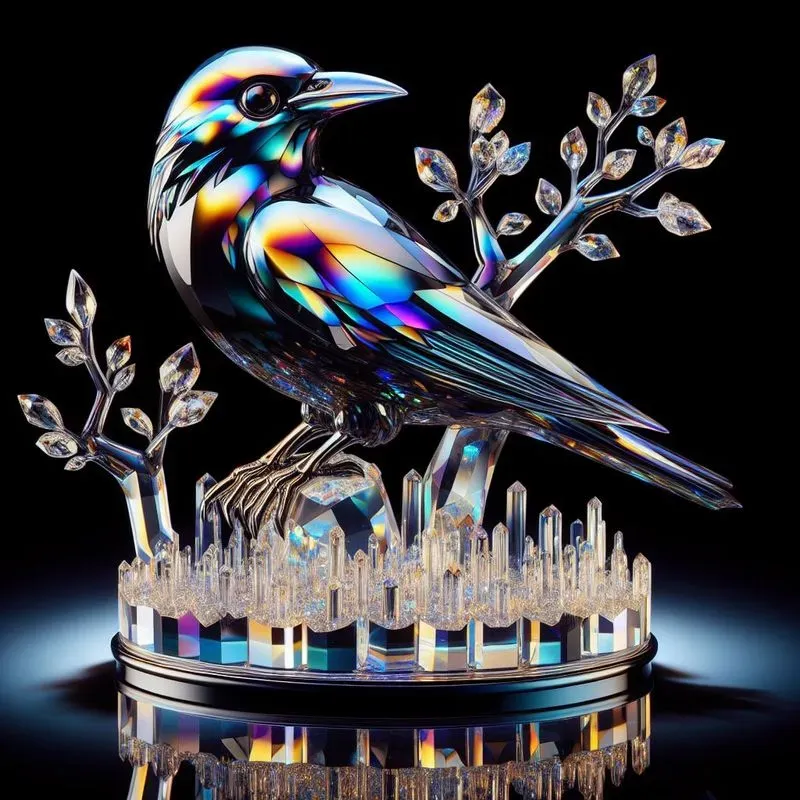 Crystal Robin Sculpture Spring Symphonies DALL·E Prompt | PromptBase