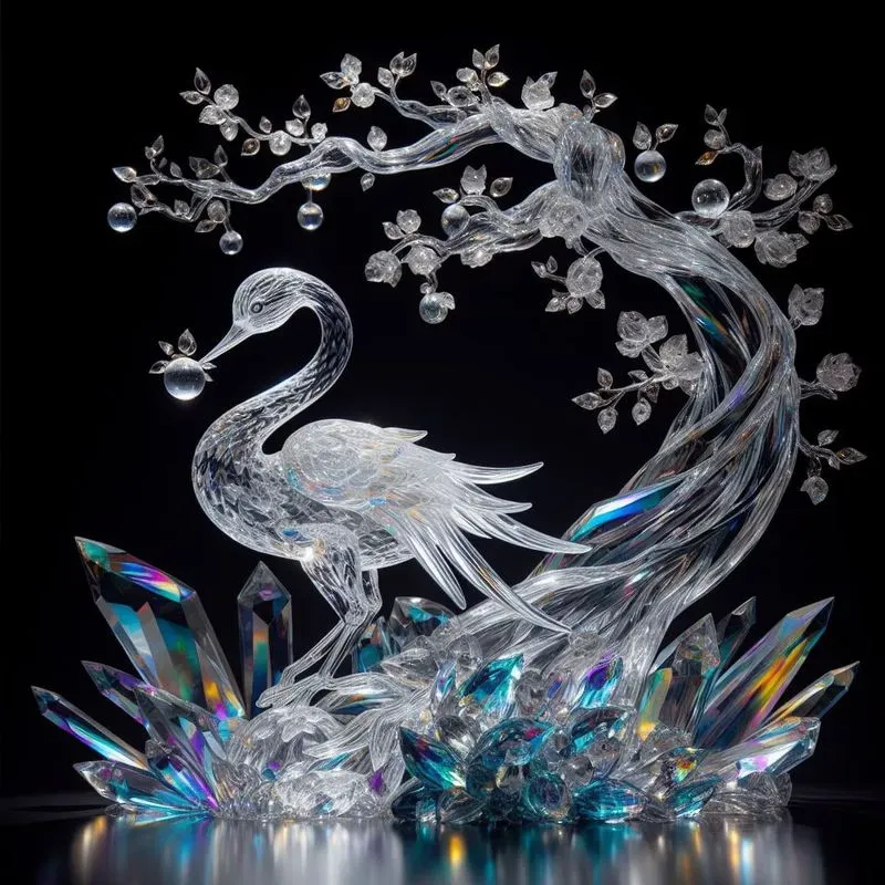 Crystal Robin Sculpture Spring Symphonies DALL·E Prompt | PromptBase