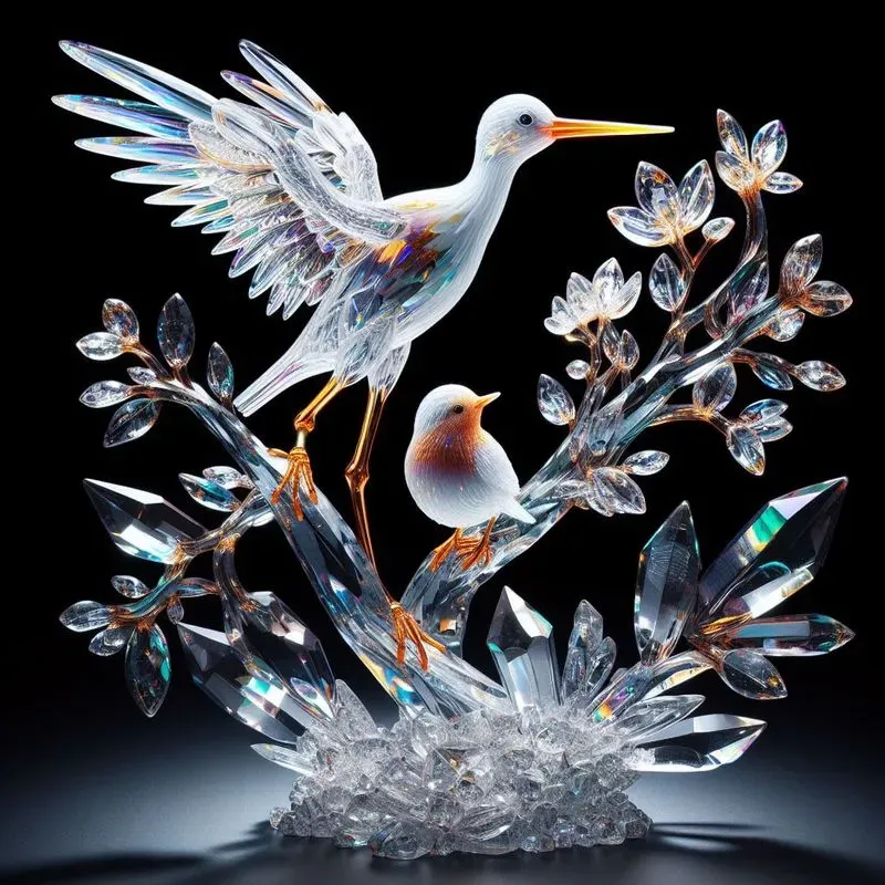 Crystal Robin Sculpture Spring Symphonies DALL·E Prompt | PromptBase