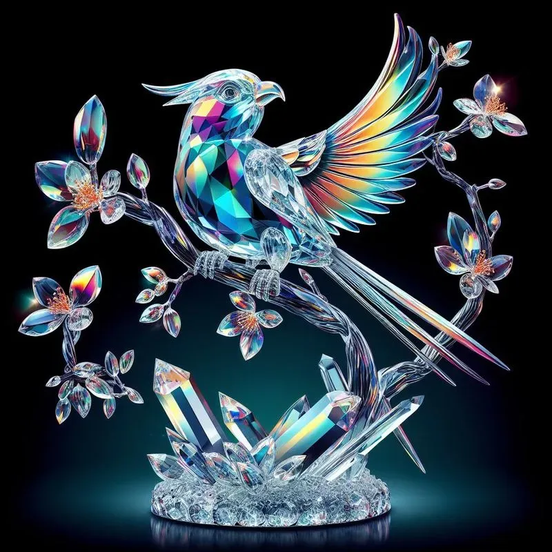 Crystal Robin Sculpture Spring Symphonies DALL·E Prompt | PromptBase
