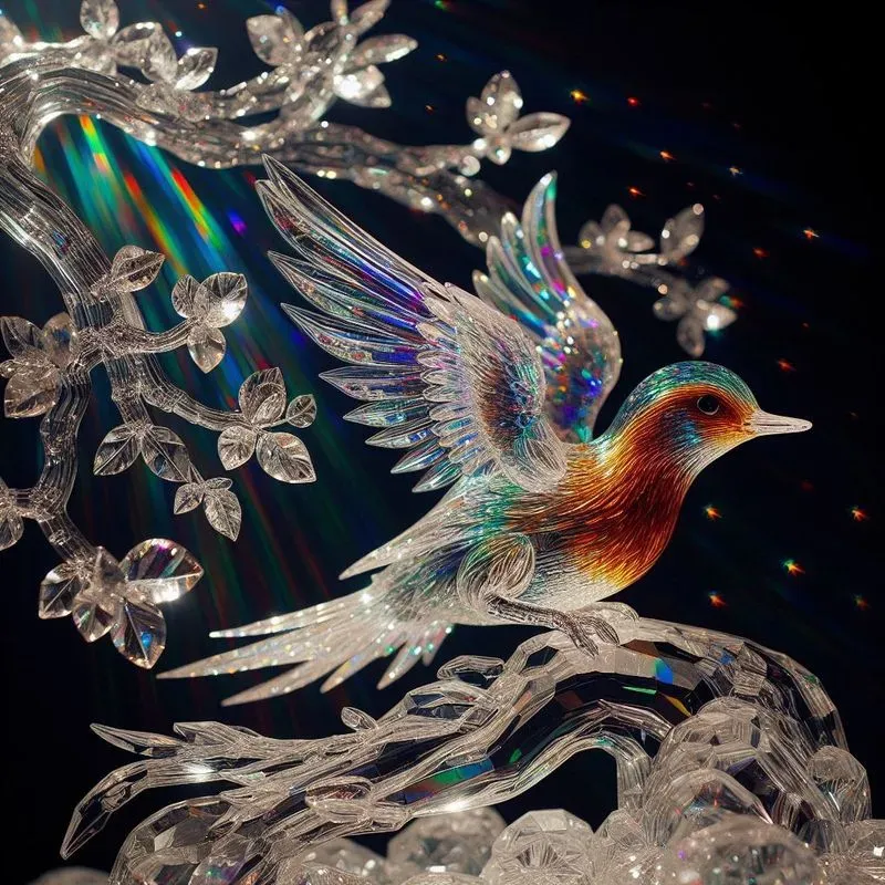 Crystal Robin Sculpture Spring Symphonies DALL·E Prompt | PromptBase