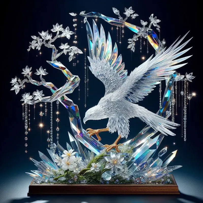 Crystal Robin Sculpture Spring Symphonies DALL·E Prompt | PromptBase