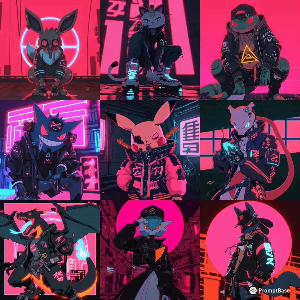 Cyberpunk Pokemon Fusions Midjourney Prompt | PromptBase
