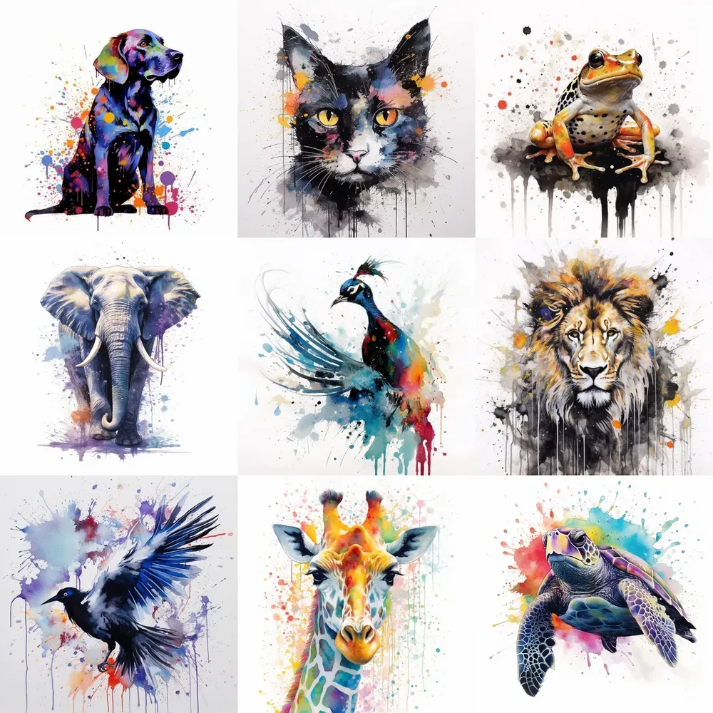 Splatter Watercolor Animals Midjourney Prompt | PromptBase