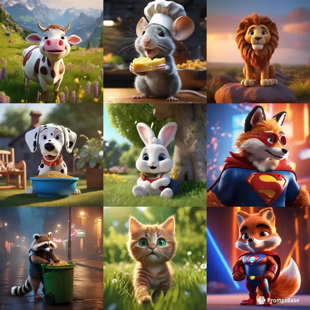 Cute Disney Animal Characters Stable Diffusion Prompt | PromptBase