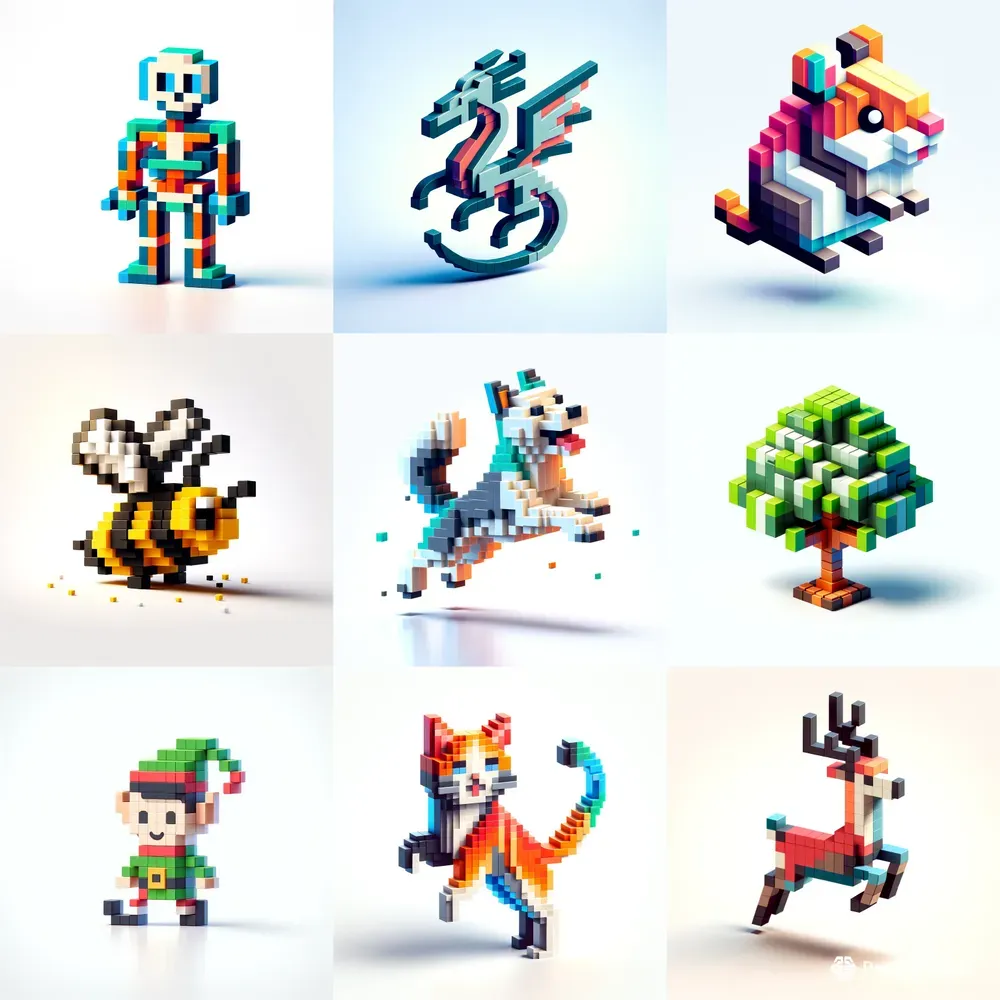 3D Pixel Assets Modern Retro Games DALL·E Prompt | PromptBase