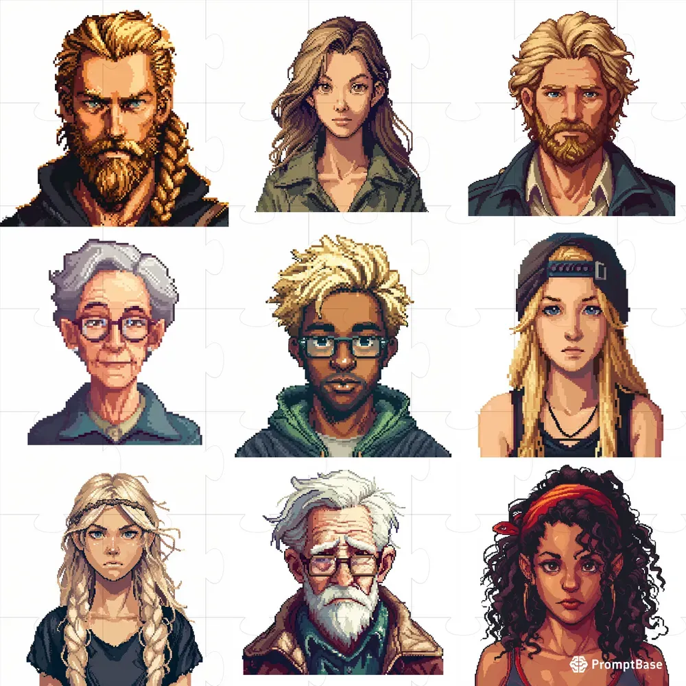 Pixel Art Portraits Midjourney Prompt | PromptBase