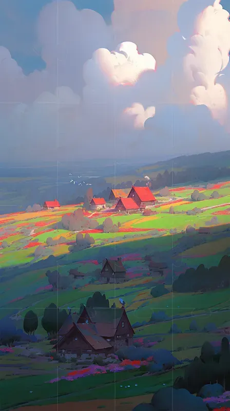 2D Landscape Art Illustrations Midjourney Prompt | PromptBase