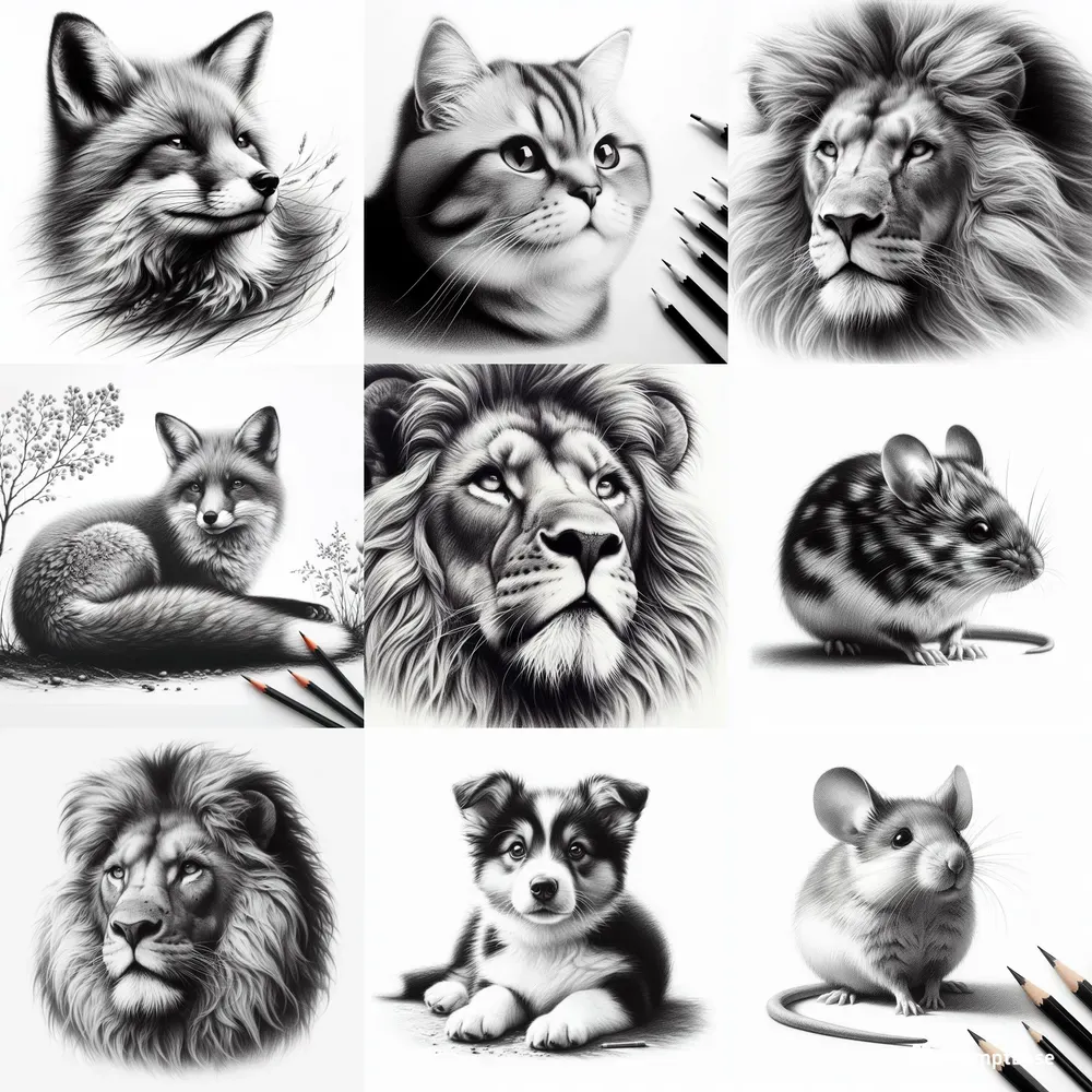 Animal Paintings By Pencils DALL·E Prompt | PromptBase