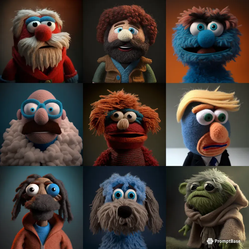 Muppet Style Characters Midjourney Prompt | PromptBase