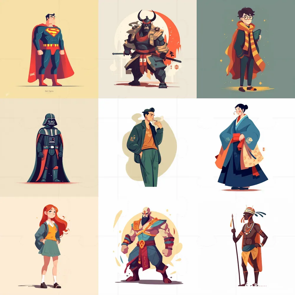 Flat Characters Illustrations Midjourney Prompt | PromptBase