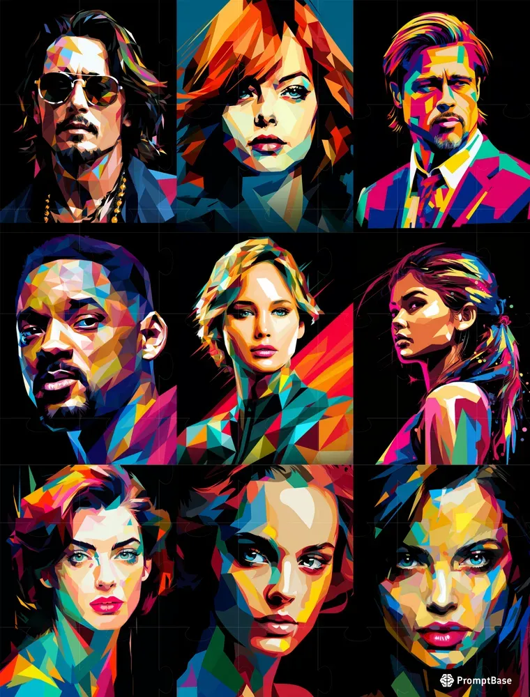 Famous Hollywood Actors Vector Art Midjourney Prompt | PromptBase