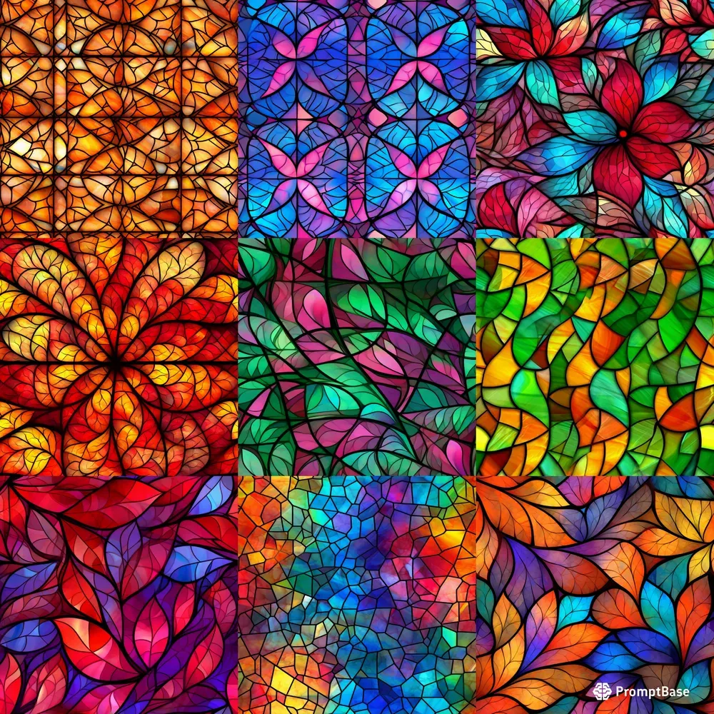 Stained Glass Seamless Patterns Backdrops Midjourney Prompt | PromptBase