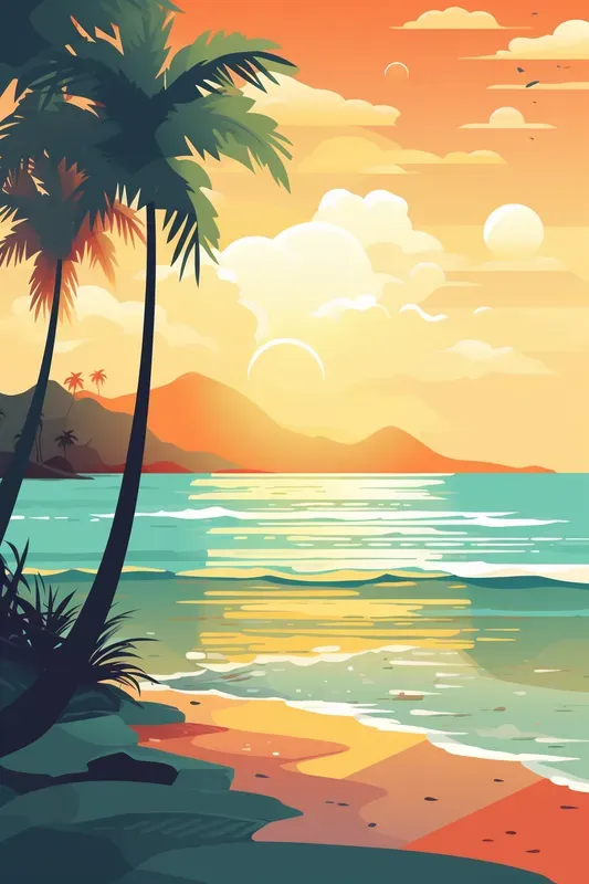 Landscape Flat Vectors Midjourney Prompt | PromptBase