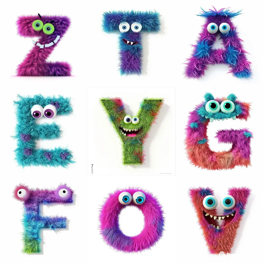 Fluffy Monster Letters Midjourney Prompt | PromptBase