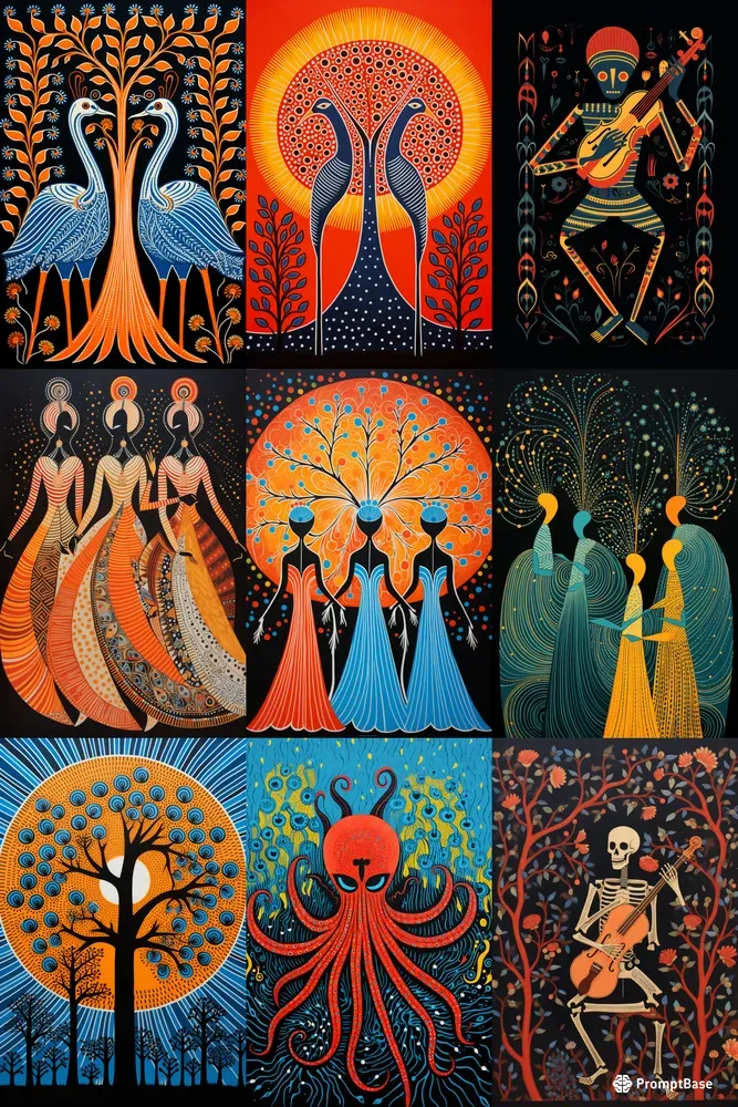 Beautiful Vibrant Folklore Style Art Midjourney Prompt | PromptBase