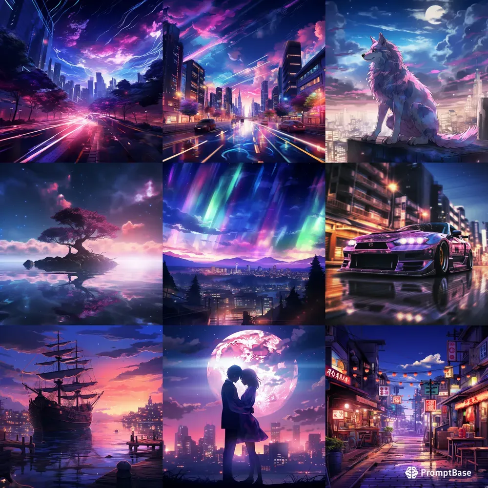 Long Exposure Anime Style Backgrounds Midjourney Prompt | PromptBase