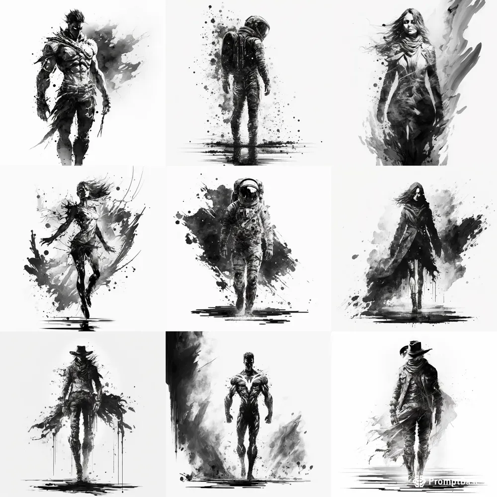 Ink Characters Midjourney Prompt | PromptBase