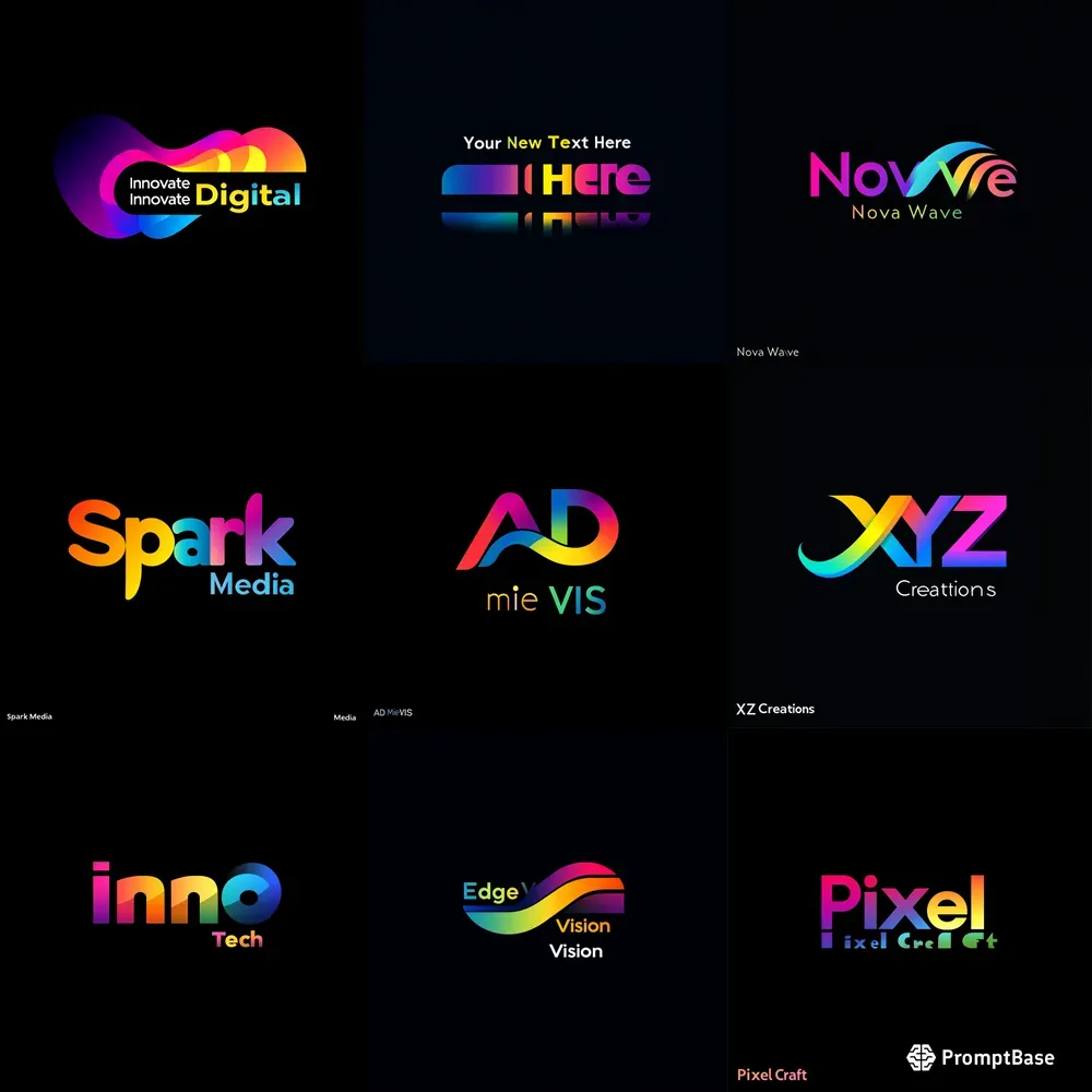 Rainbow Gradient Logos Midjourney Prompt | PromptBase