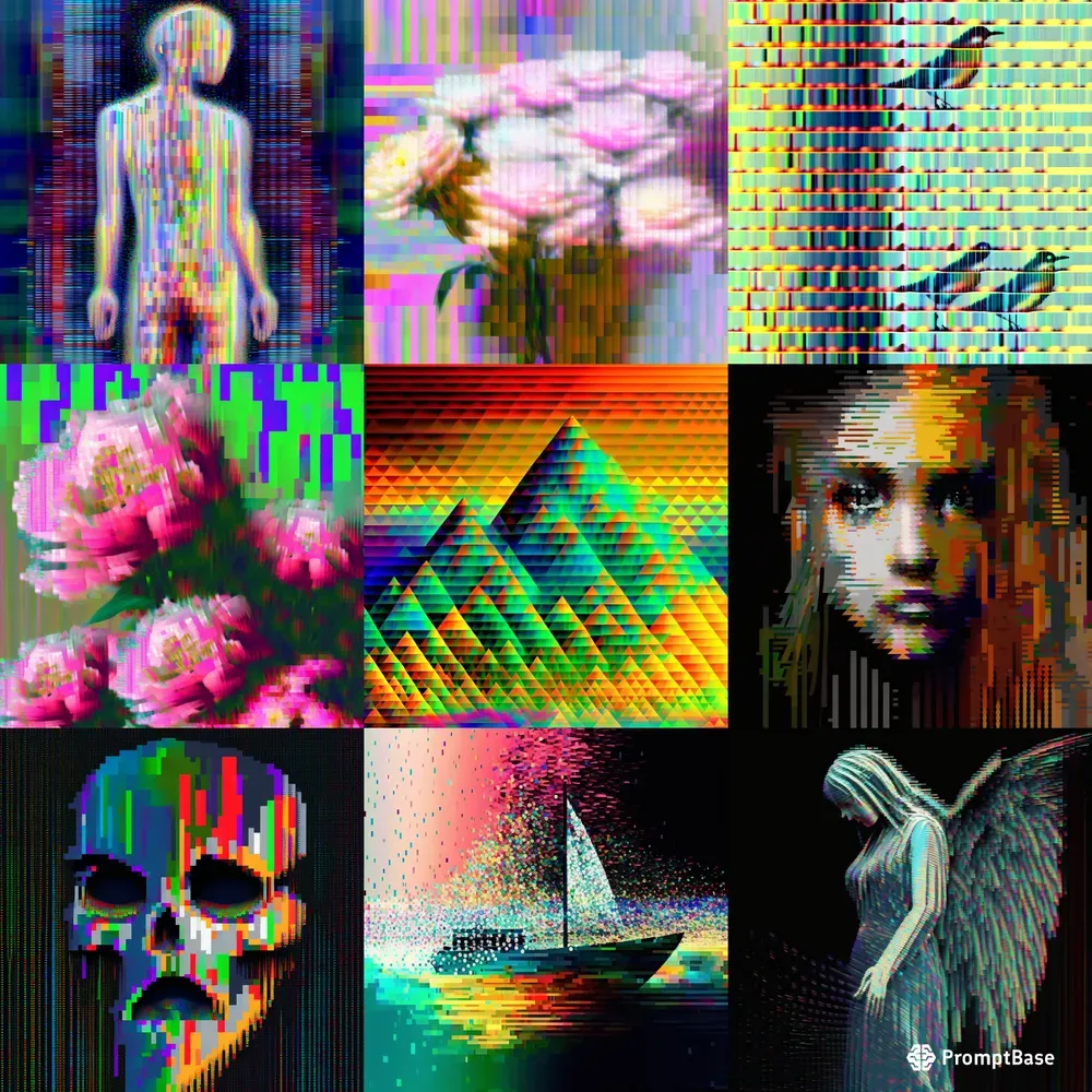 Generative Glitch Art Midjourney Prompt | PromptBase