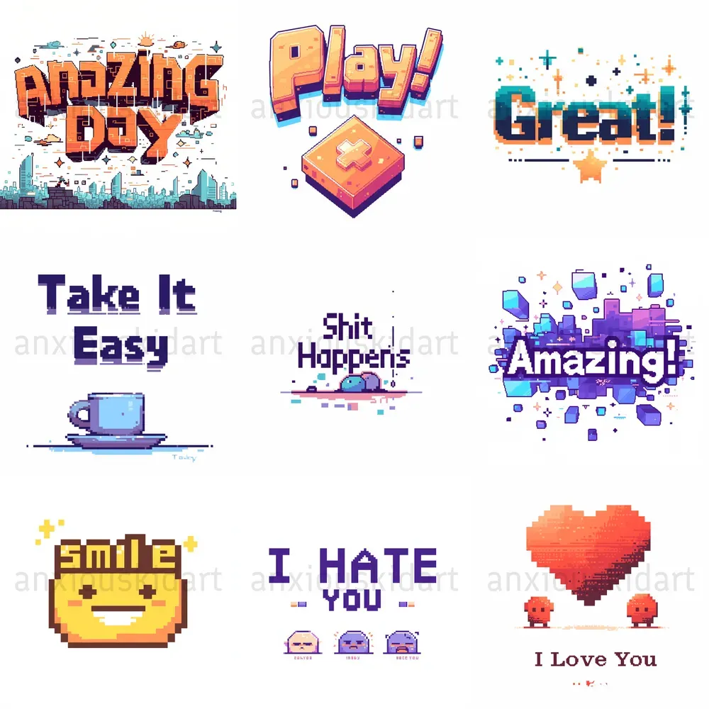 Pixel Art Custom Text Logos Midjourney Prompt | PromptBase