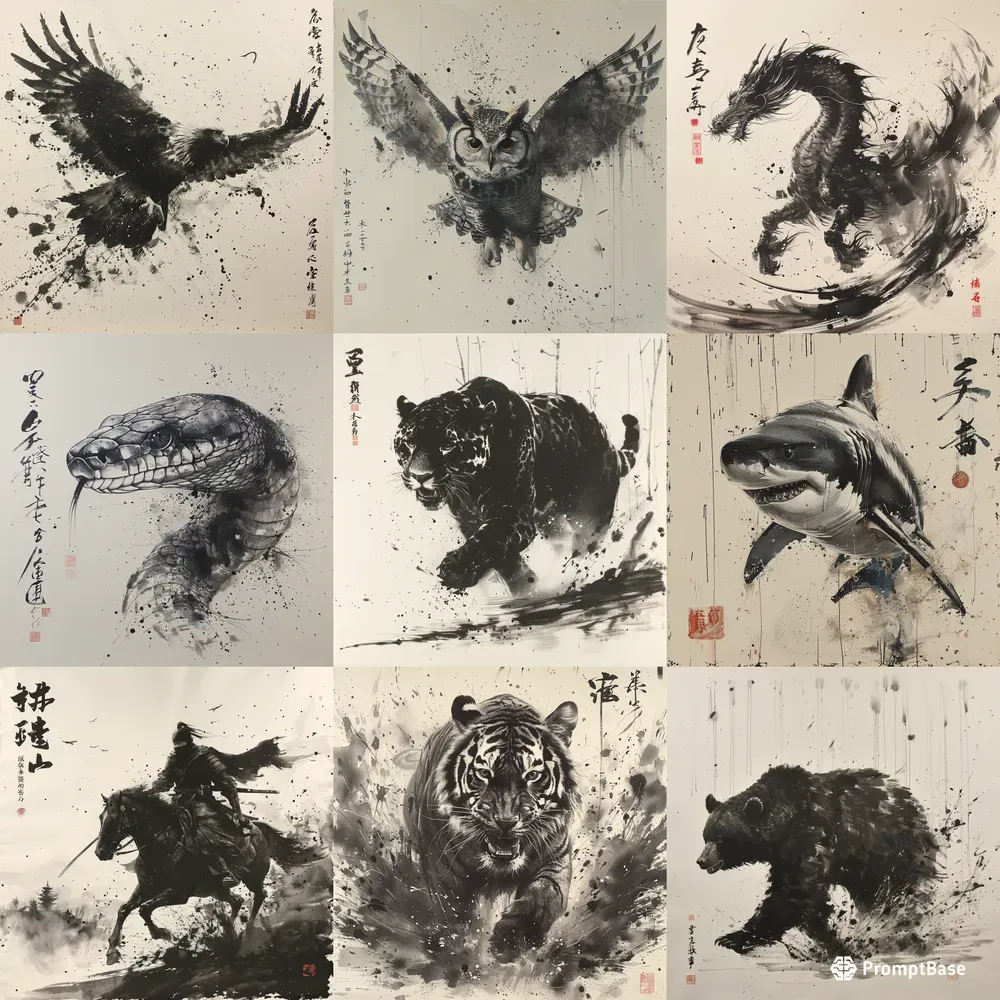 Impressive Ink Art Midjourney Prompt | PromptBase