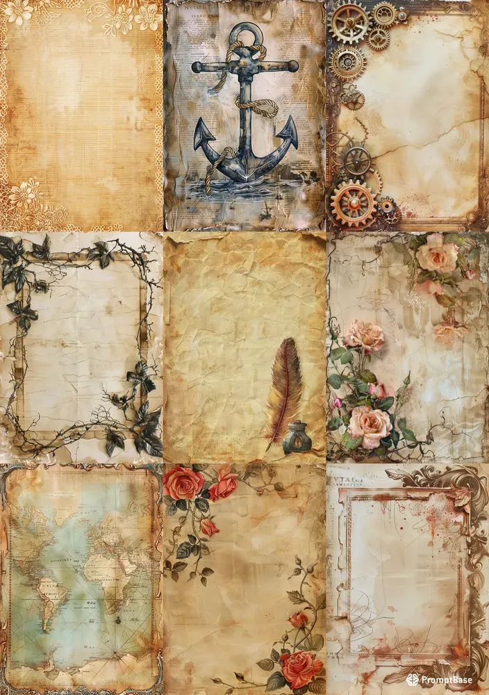 Historically Aged Book Page Frames Midjourney Prompt | PromptBase