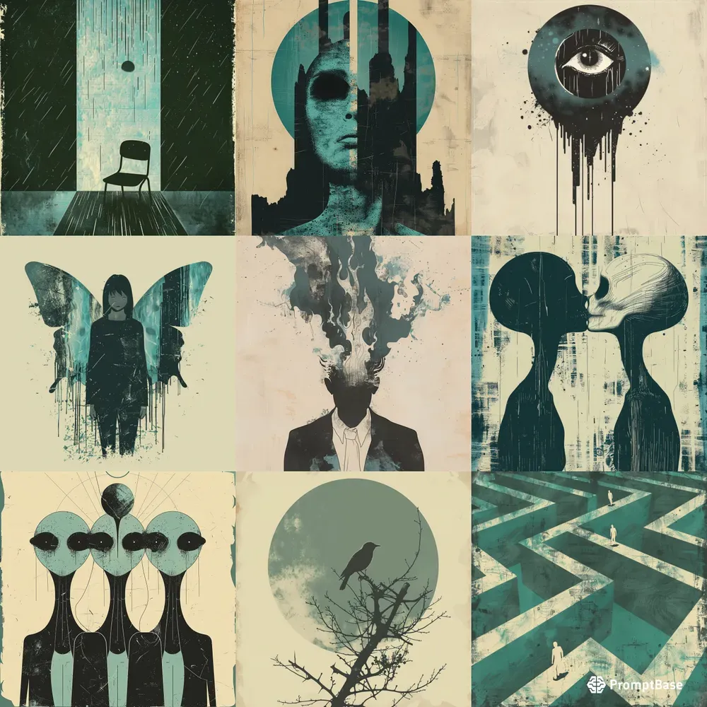 Minimal Manga Horror Cover Artworks Midjourney Prompt | PromptBase