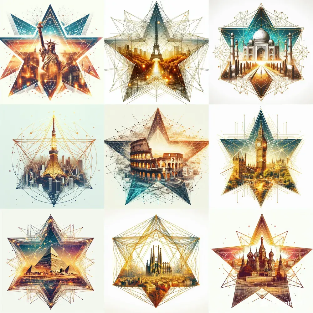 Builds Star Emblems DALL·E Prompt | PromptBase