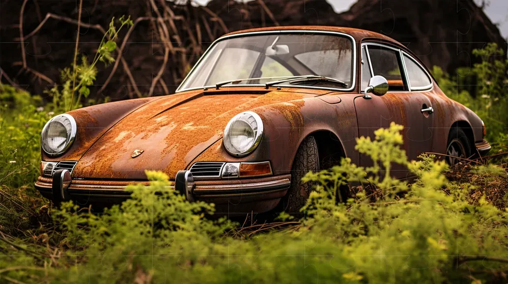Old Rusty Overgrown Cars Photographs Midjourney Prompt | PromptBase
